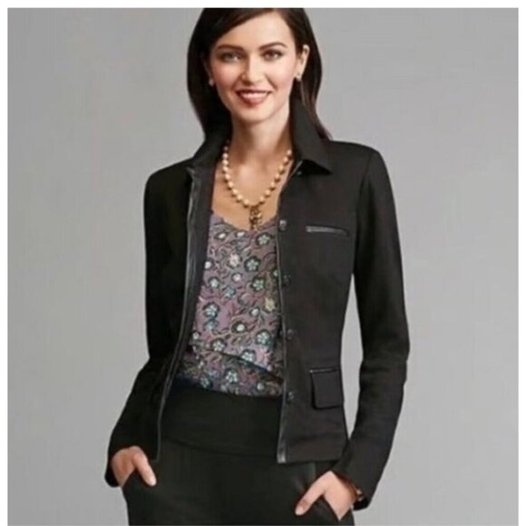 CAbi | Jackets & Coats | Cabi Tudor Faux Leather Trim Jacket | Poshmark